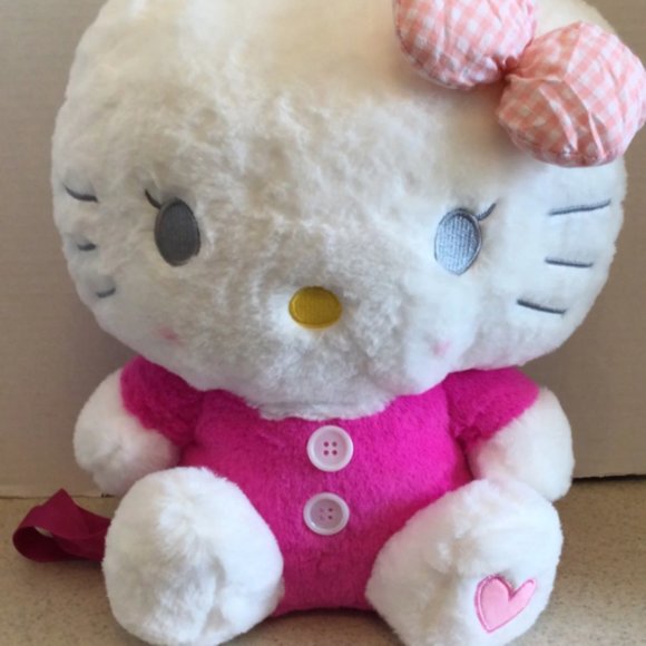 Toys | Hello Kitty Fuzzy Backpack Plush 12 Nwot | Poshmark